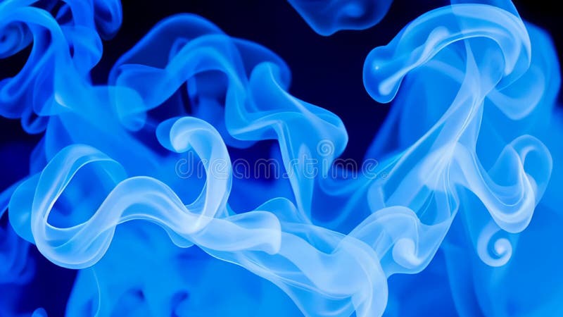 Abstract Line of Blue Smoke on Black. 4K Loop Motion Background, Light ...