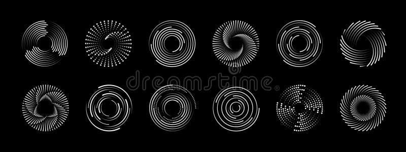 Abstract Line Circular Round Spiral Shapes Curves Stock Illustration ...
