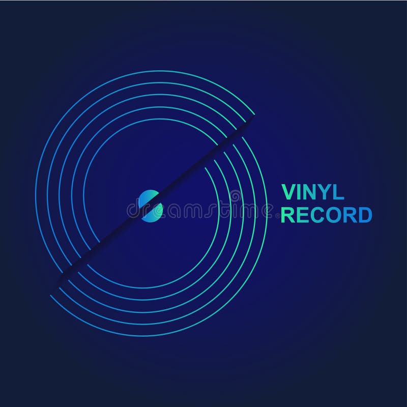 Abstract Line Color Vinyl Record Music Vector with Blue Background ...