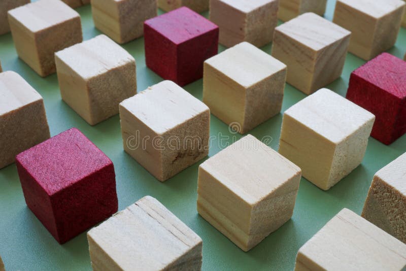 Abstract Line of Cube with Red Ones As Unique, Different or Talented ...