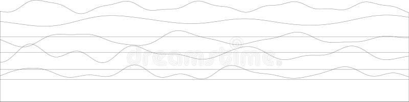 Abstract Line Drawing with Undulating Waves and Horizontal Divisions ...