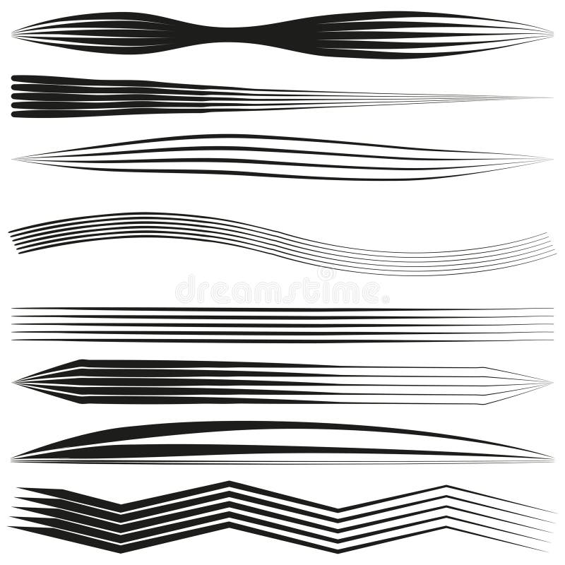 Abstract Line Elements. Curved Shapes Design. Black Wave Patterns ...