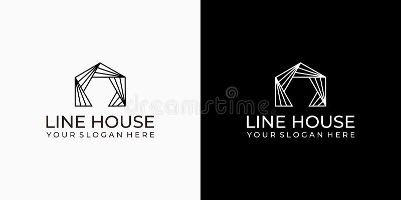 Abstract Line House Shape Vector Logo Design Stock Vector ...