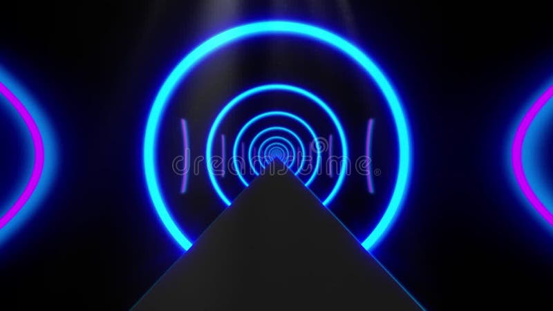 Abstract Neon Line Loop Animation.Rectangular Frame with Running Lights ...