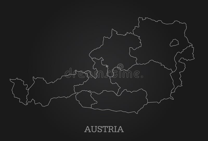 Abstract Line Map of Austria on Dark Background Stock Vector ...