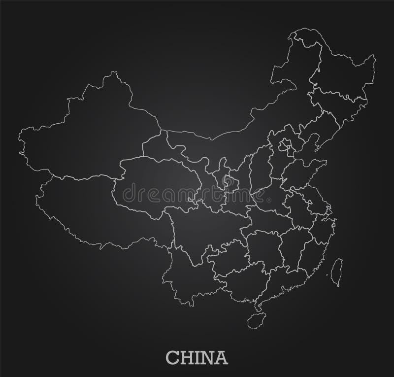 Abstract China Map on White Background Stock Vector - Illustration of ...