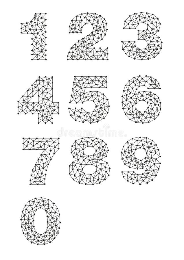Line Art Numbers with Flowers and Leaves. Stock Vector - Illustration ...