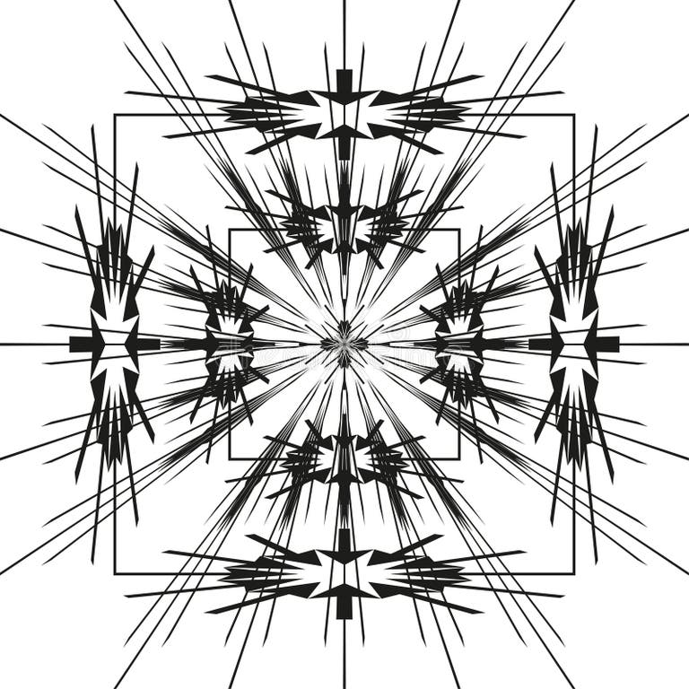 Abstract Line Pattern. Geometric Square Frame. Complex Radial Forms ...