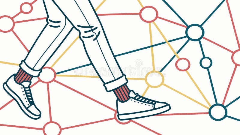 Abstract Line Pattern with Interconnected Shapes Vector, Network ...