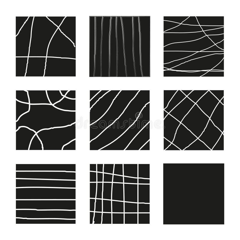 Abstract Line Patterns. Monochrome Grid Design. Black Background ...