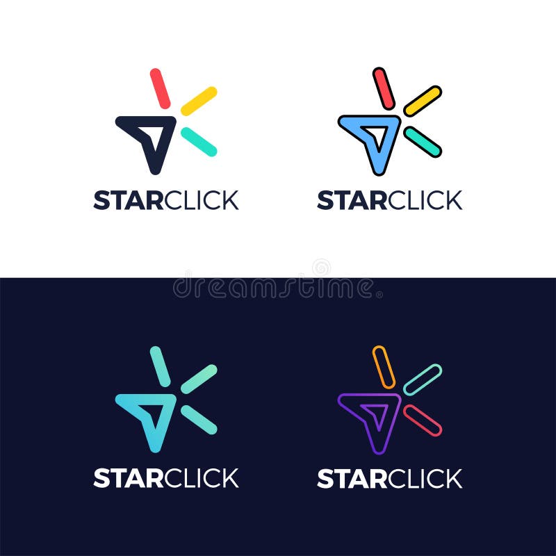 Abstract Line Style Star Logo with Mouse Cursor Click Stock Vector ...