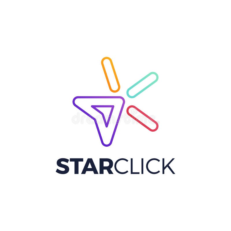 Abstract Line Style Star Logo with Mouse Cursor Click Stock Vector ...