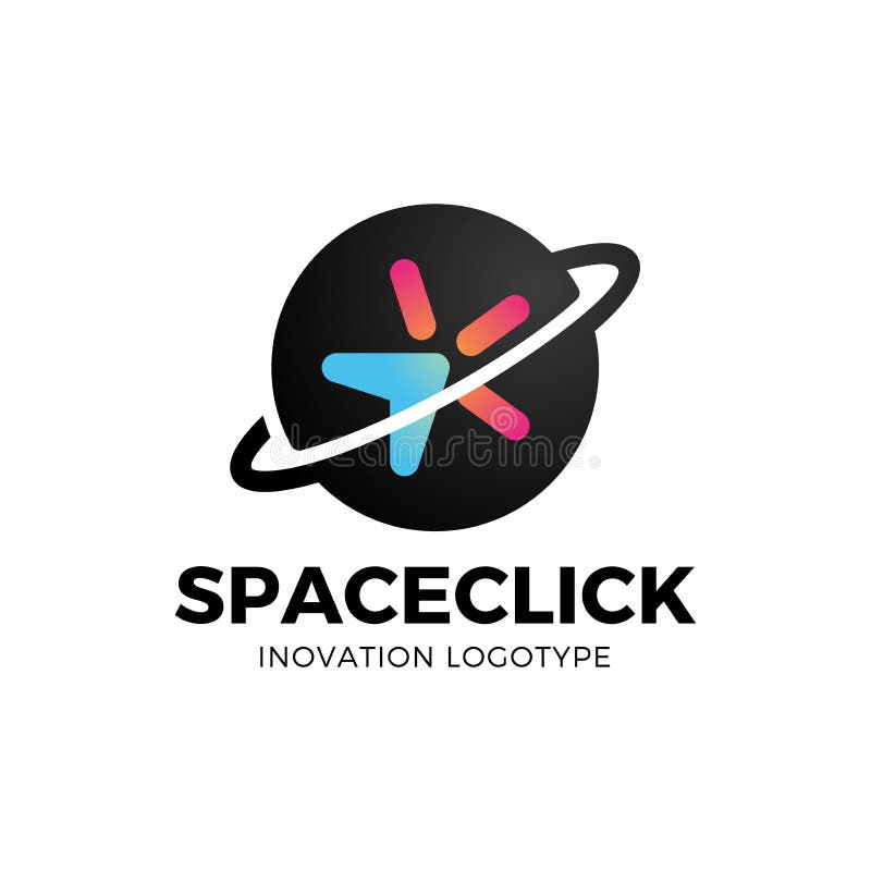 Abstract Line Style Star Logo with Mouse Cursor Click. Space Planet ...