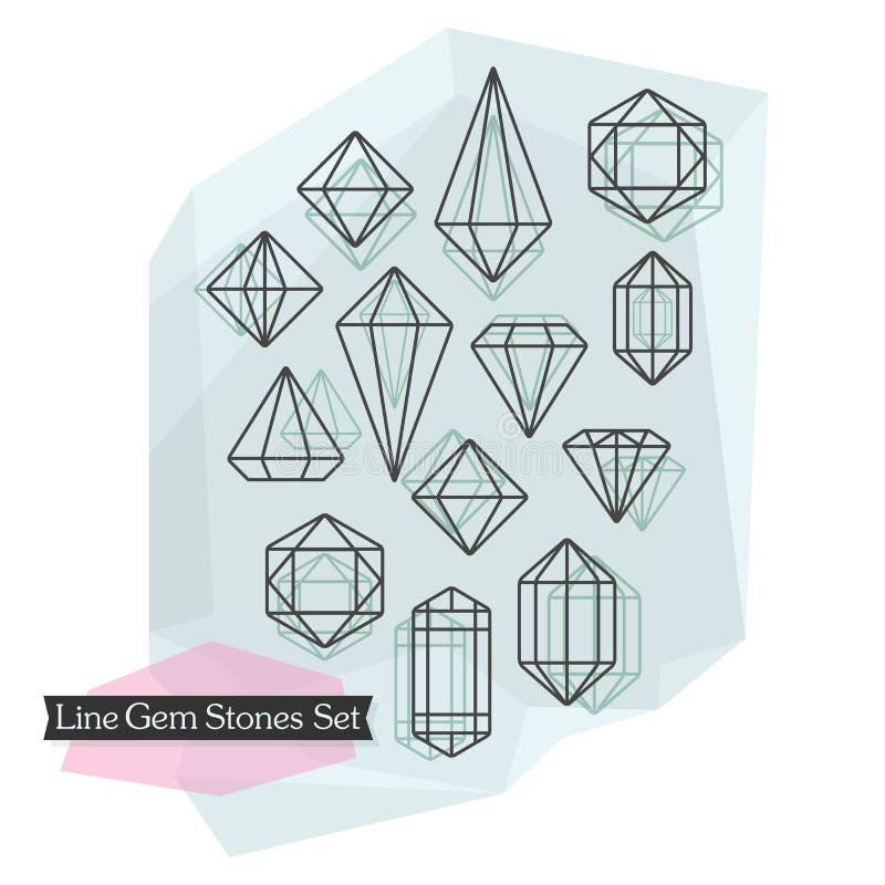 Abstract Line Symbolic Cut Gem Stones and Diamonds Set Stock Vector ...