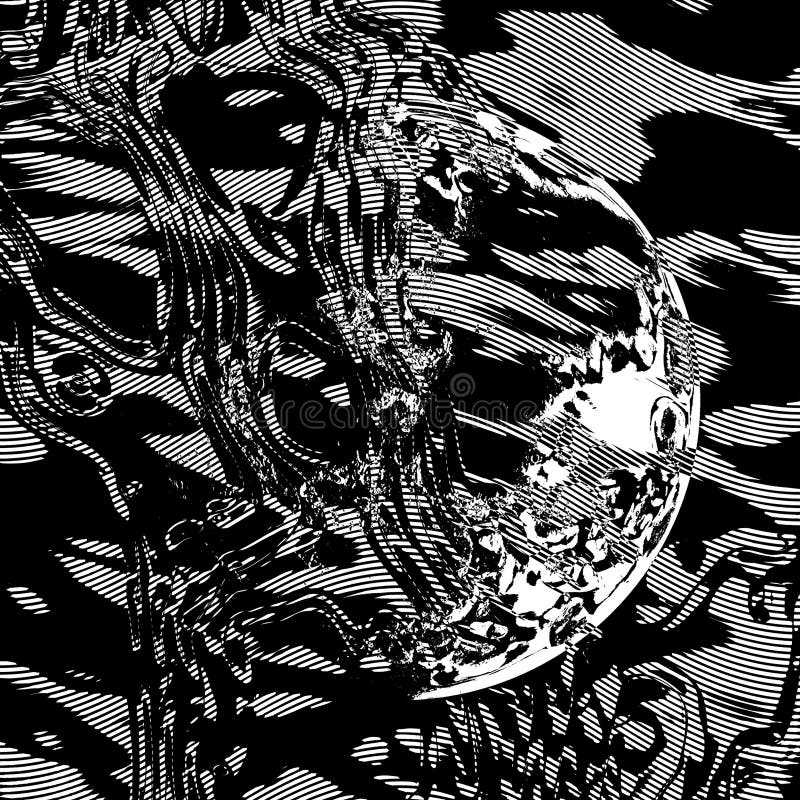 Abstract Line Texture in Abstract Geometric Shapes in Black and White ...