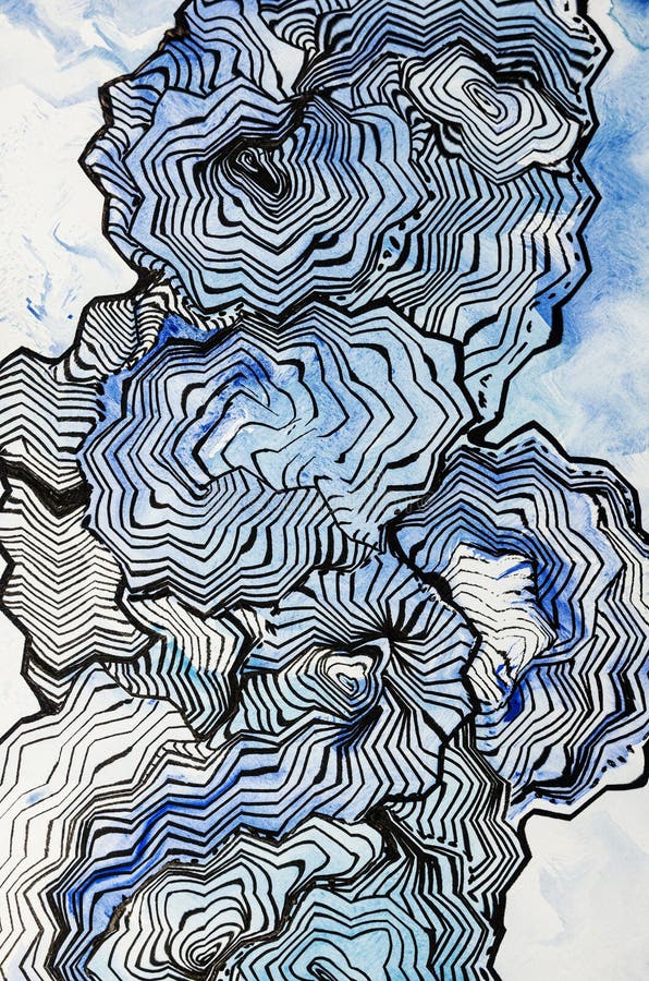 Abstract Line Work, Drawing with Sharp Edges with Pen and Ink. Stock ...