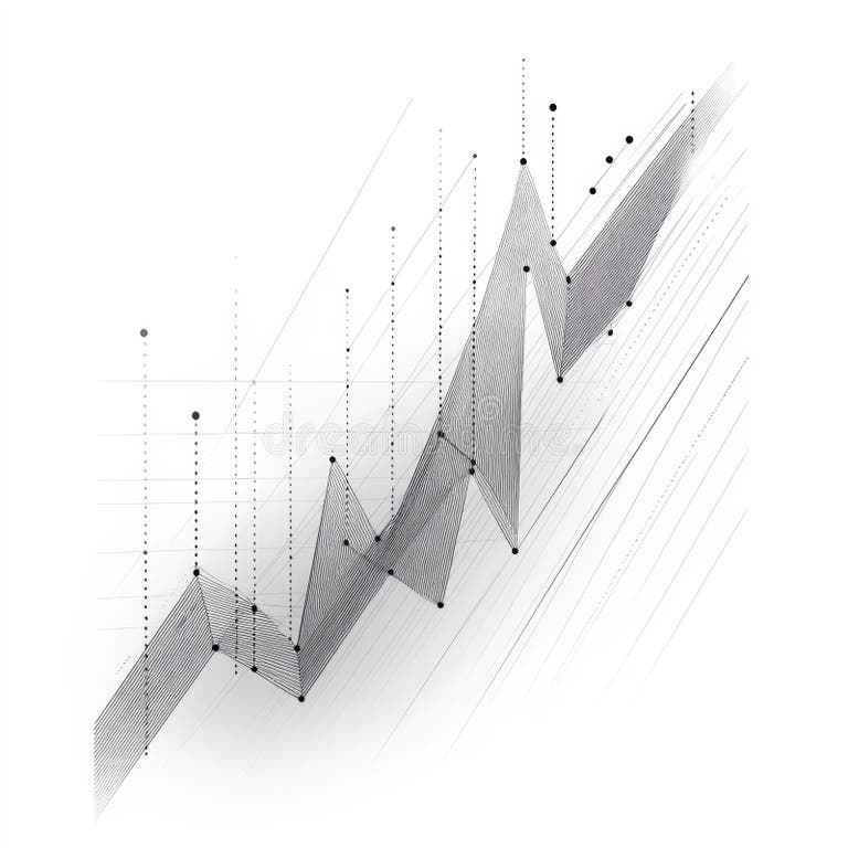 Abstract Linear Graph with Rising Trend and Data Points Stock Photo ...
