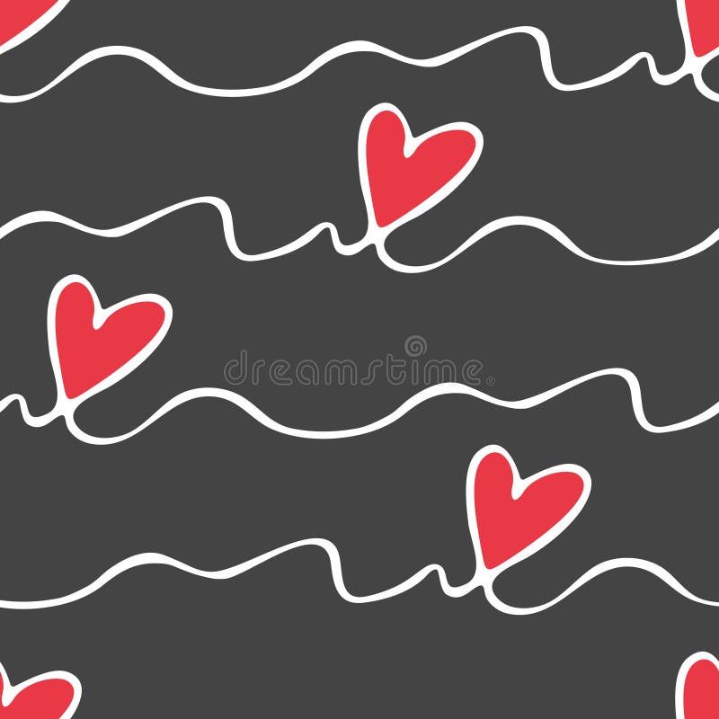 Two Linear Hearts Connected among Themselves. Vector Illustration Stock ...