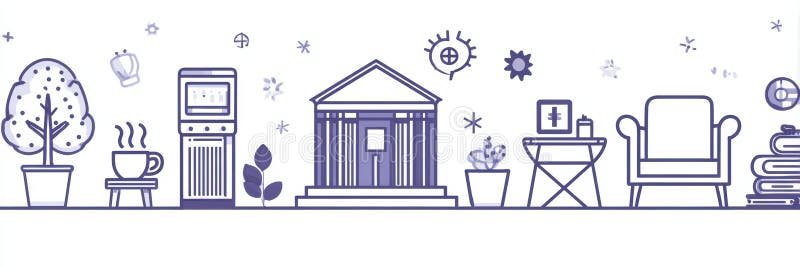 Abstract Linear Icons Depicting Various Services in a Minimalistic ...