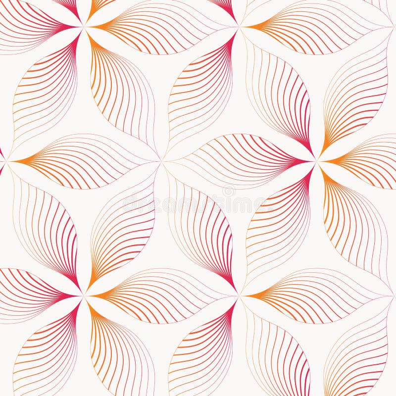 Abstract Linear Leaf or Flower Pattern, Repeating Gold Pink on Flower ...