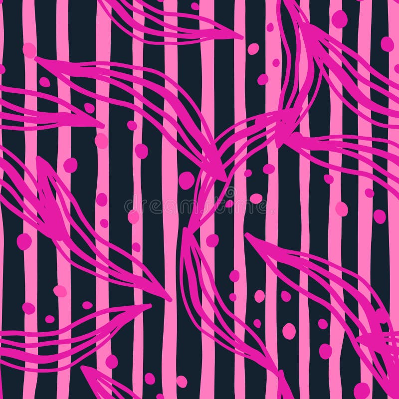 Abstract Linear Leaves Tropical Seamless Pattern. Rainforest Line ...