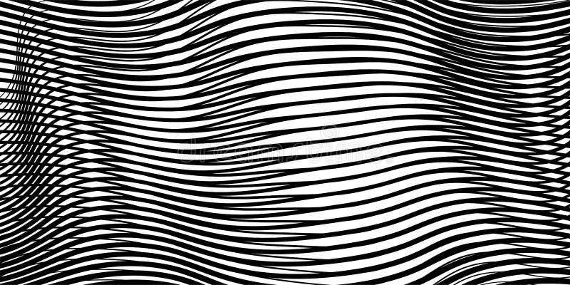 Abstract Linear Monochrome Texture With Moire Effect Stock Vector