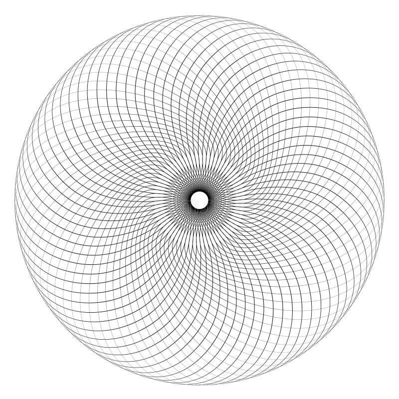 Abstract Linear Round Rosette Isolated on White Background. Stock ...