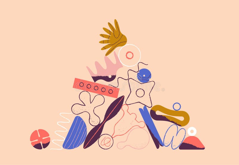 Abstract Linear Shape of Flowers and Sheets. Modern Minimalistic Plant ...