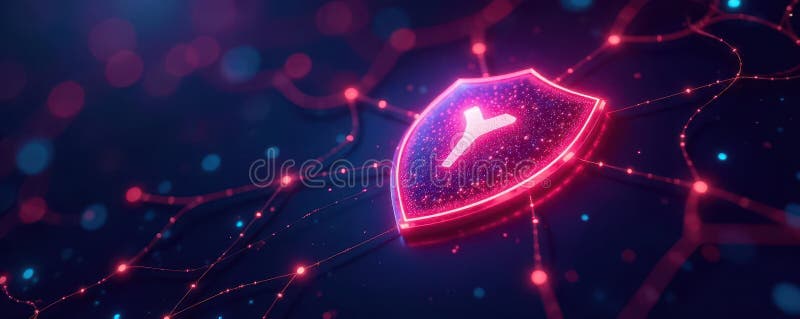 Linear Vector Cybersecurity Shield Glowing Nodes Stock Illustrations ...