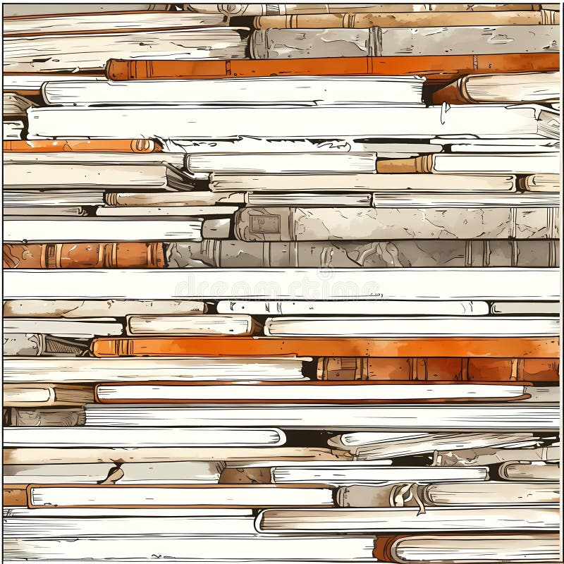 Abstract Lined Art Pattern of Stacked Books Stock Illustration ...