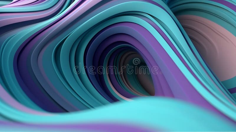 Abstract Lines Background with Lilac, Turquoise and Blue Curves. 3D ...