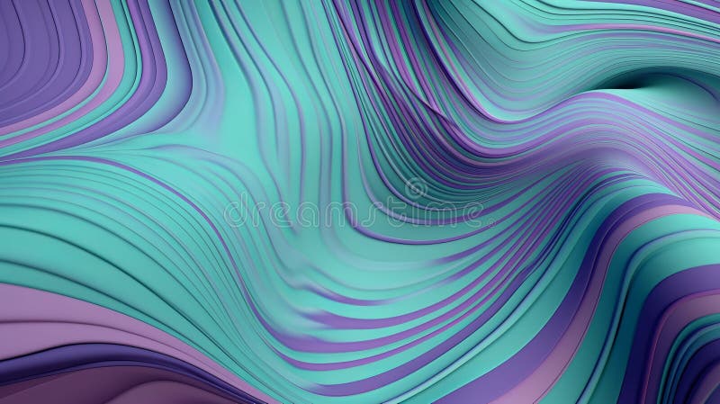 Abstract Lines Background with Lilac, Turquoise and Blue Curves. 3D ...