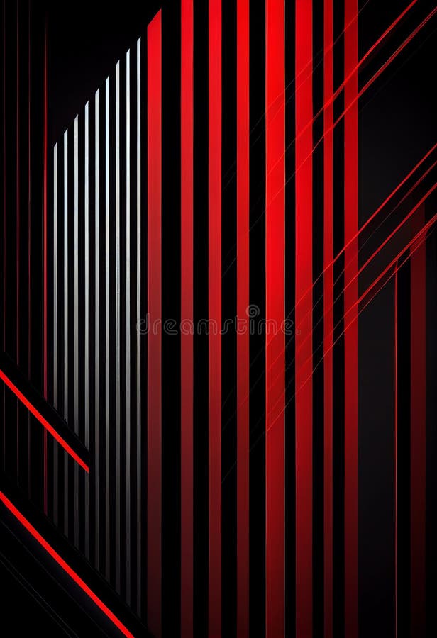 Abstract Lines in Black and Red Colors. AI Generated Stock Illustration ...