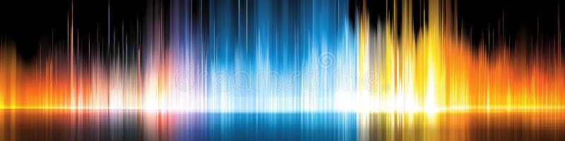 Abstract Lines of Blue, Orange, and Yellow with Reflections, Digital ...