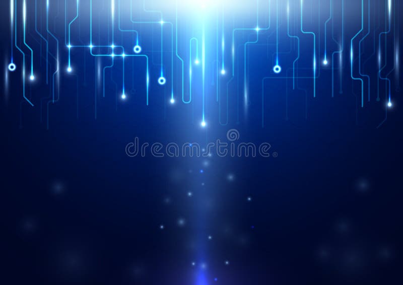 Abstract Lines Circuit Lights on Dark Blue Background with Space Stock ...