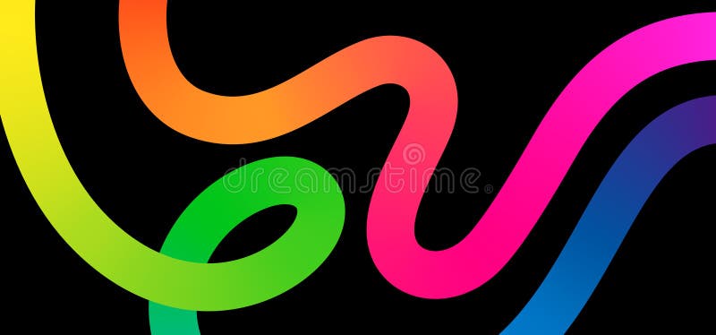 Abstract Lines with Color Gradient. Vector Squiggles Wave Shapes on a ...