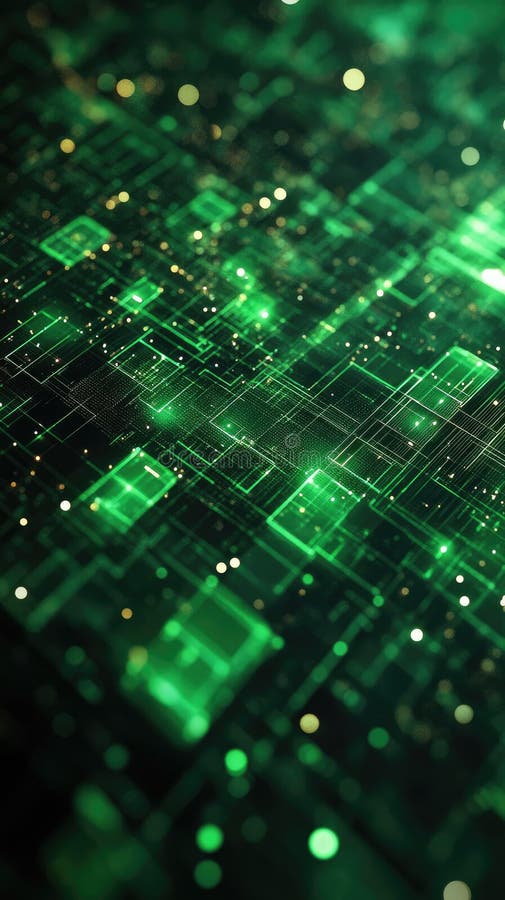 Abstract Lines Create a Cybernetic Matrix Effect in Dark Green and ...