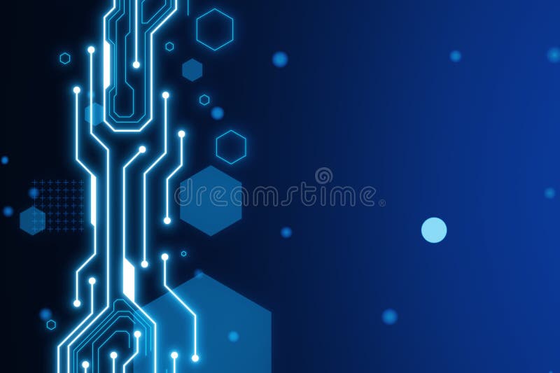 Abstract Lines and Dots, Hexagons Connect Dark Texture. Technology ...