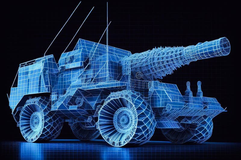 Abstract Lines and Dots Military Machine Icon. Illustration. Generative ...