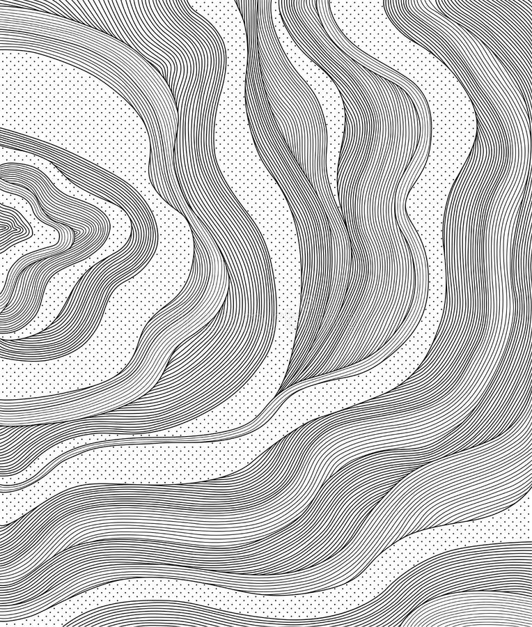 Abstract Lines and Dots Pattern - Line Art Stock Vector - Illustration ...