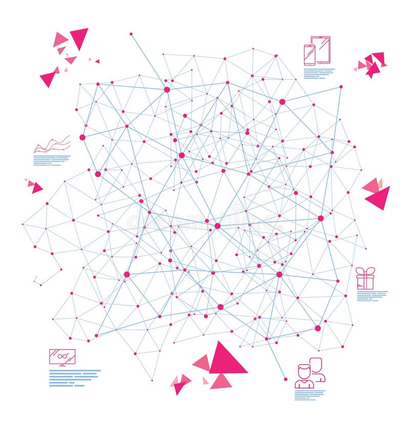 Abstract Lines and Dots in Techno Space Map Stock Vector - Illustration ...