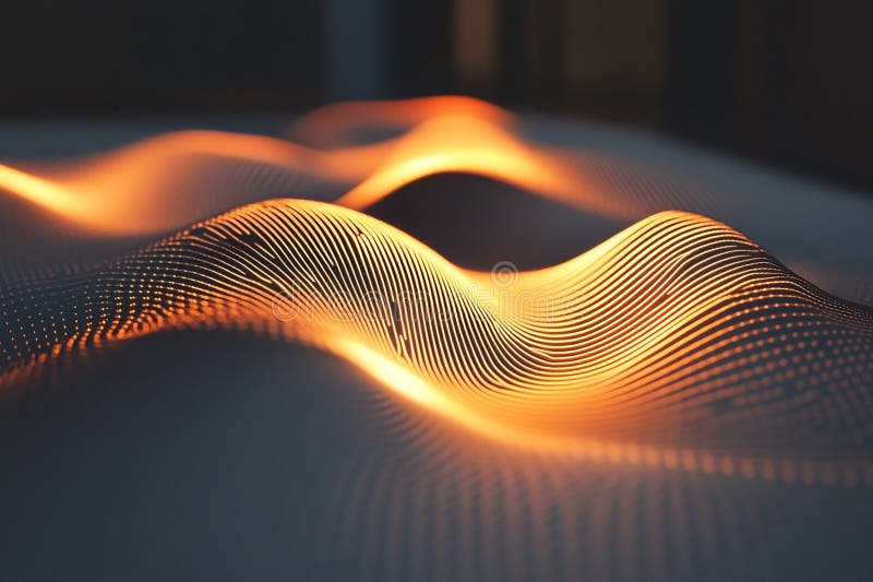 Abstract Lines Forming a Minimalist Wave with Glowing Edges in a Dark ...