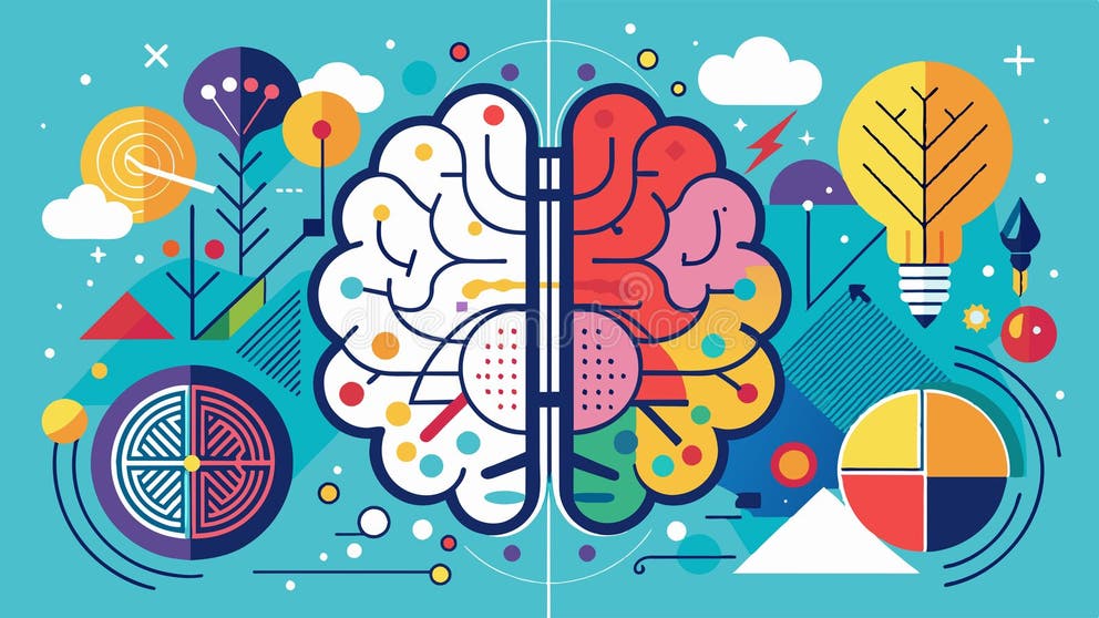 Abstract Lines Left and Right Brain Functions Concept, Analytical Vs ...