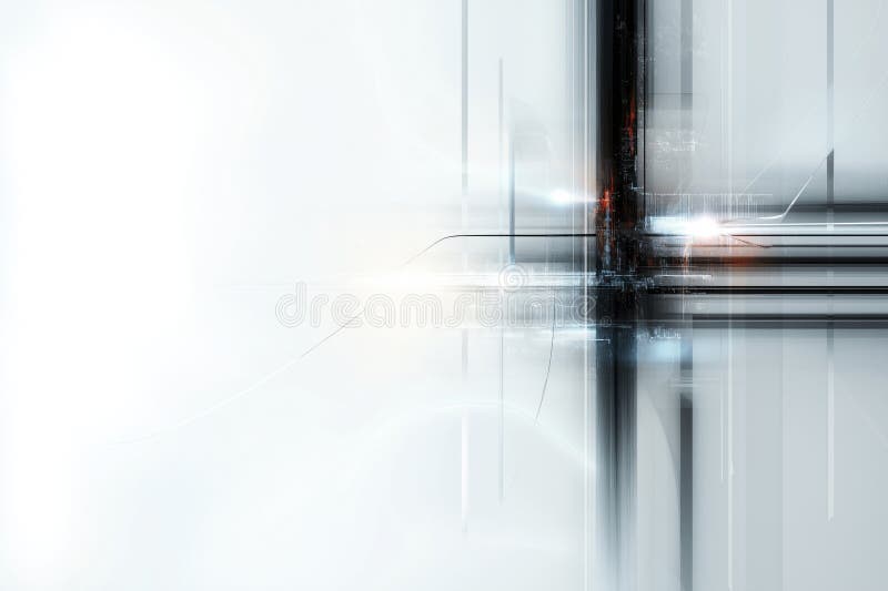 Abstract Lines of Light Intersecting in a Digital Landscape of Cool ...