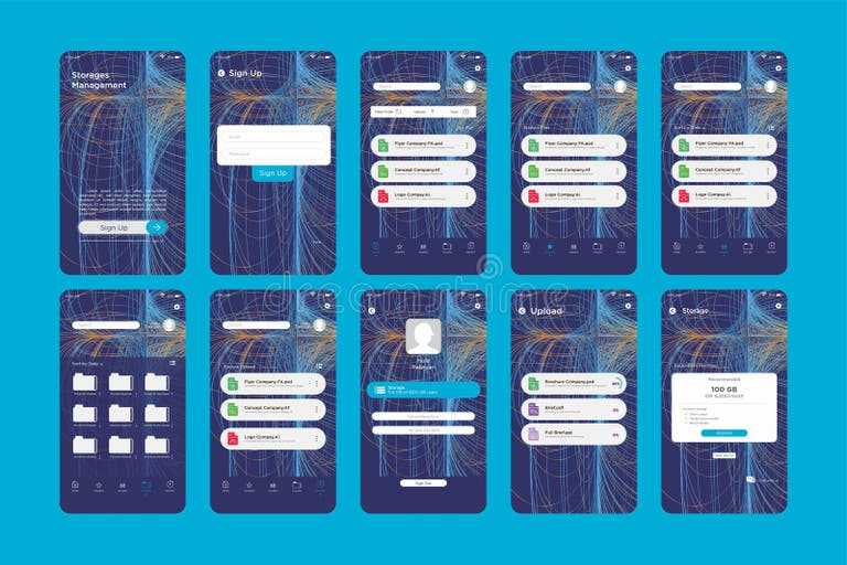 Abstract Lines Overlapping Time Lapse Storage Management App UI Kit ...