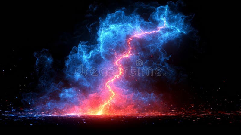 Abstract Lines Red and Blue Lightning Stock Illustration - Illustration ...
