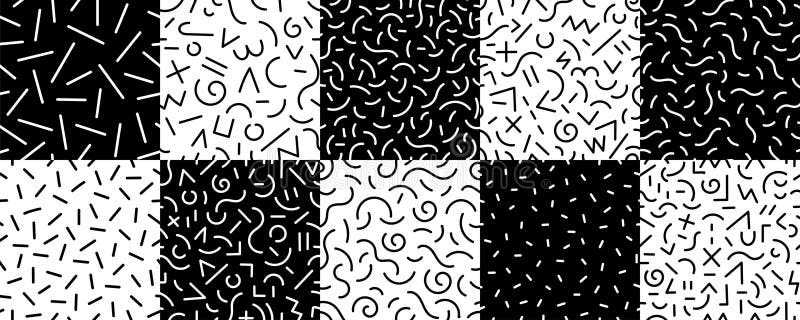 Abstract Lines Sign and Symbols Seamless Pattern Set ,vector Design ...