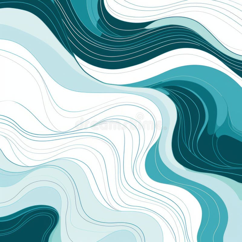 Abstract Lines: Teal and White Doodle Poster Design Stock Illustration ...