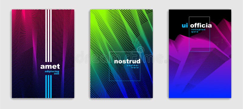 Abstract Lines Vector Minimal Modern Brochures Design Set, Cover Stock ...