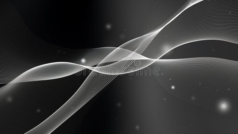 Abstract Lines White Flowing Create Elegant Curves on a Dark Black ...